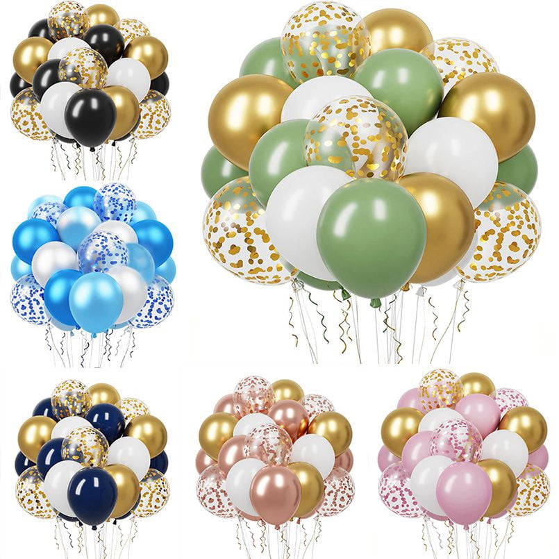 20 Pcs 12 Inch Balloons Kit Gold Confetti Balloons with Ribbons for ...