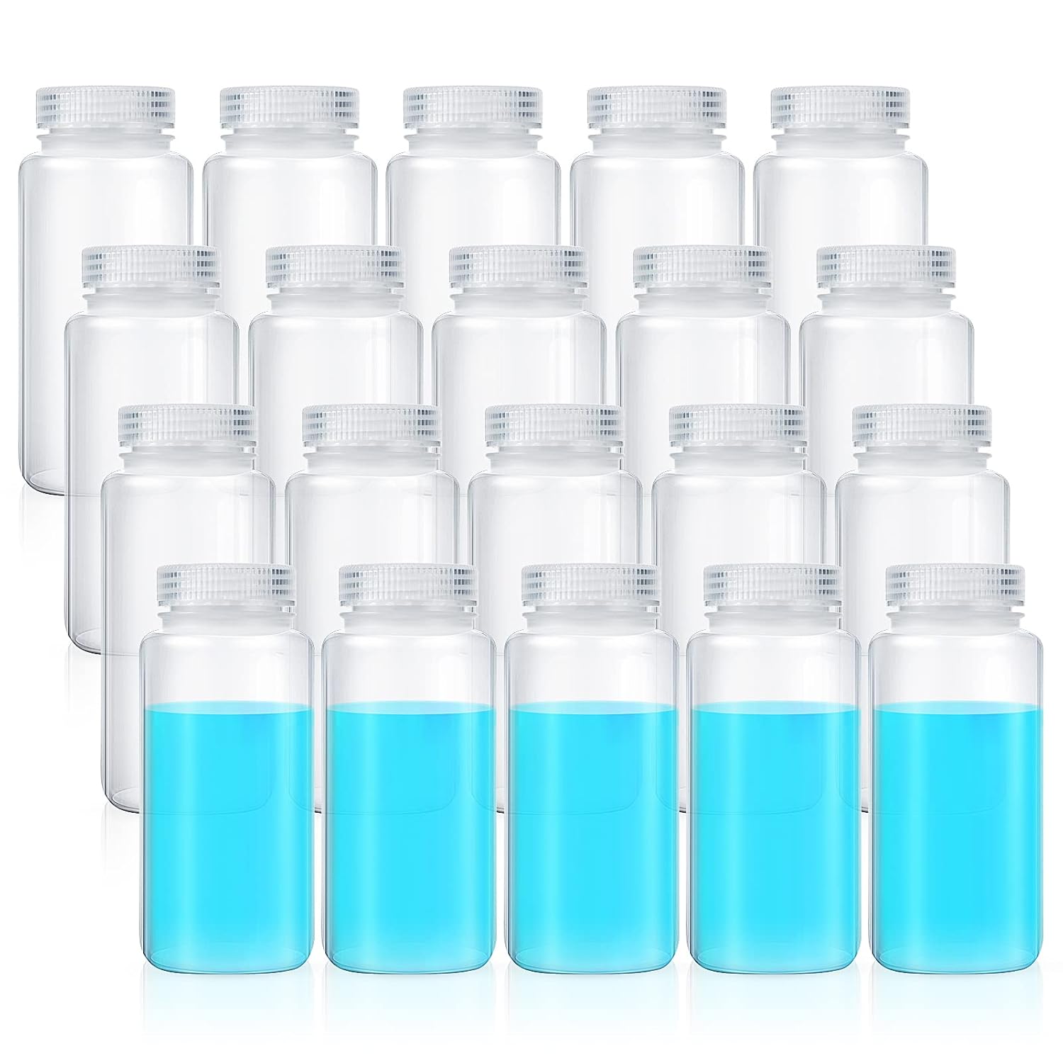 20 Pcs 16oz/500ml Clear Plastic Sample Bottles with Lids - Laboratory ...