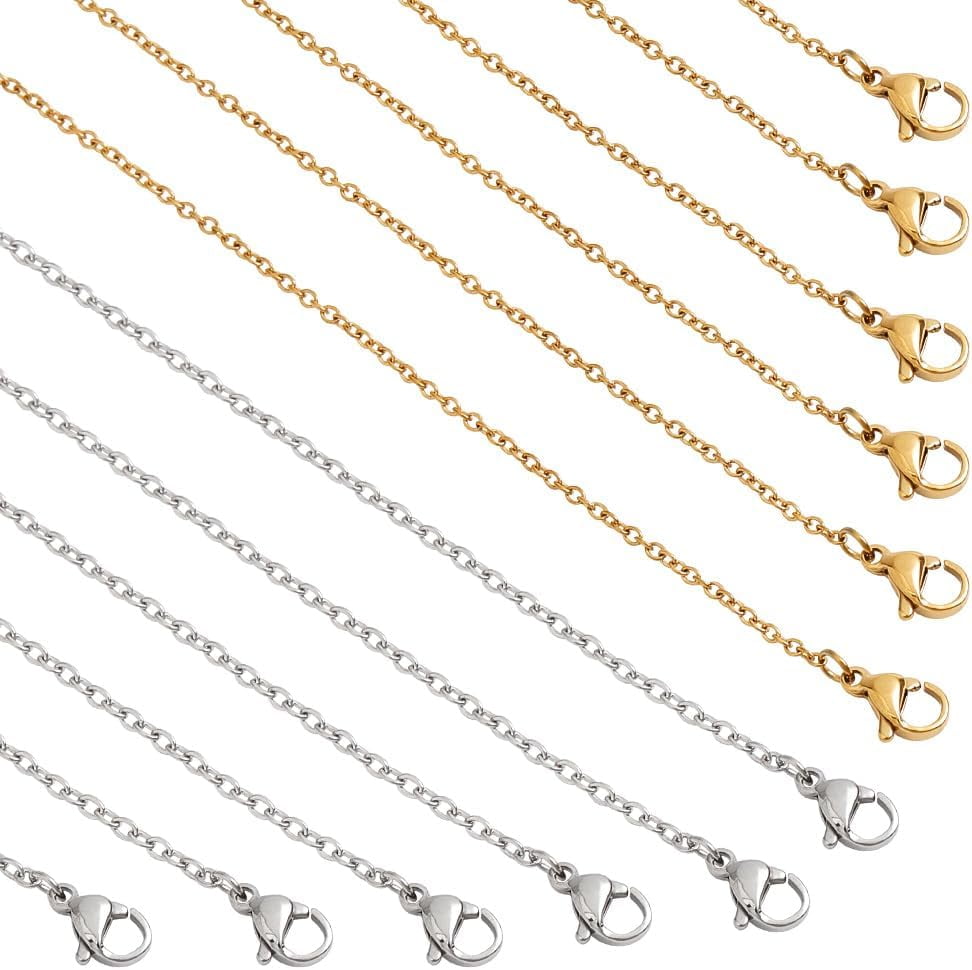 20 Pcs 19.69 inch Necklace Chains 2 Colors 304 Stainless Steel Cable ...