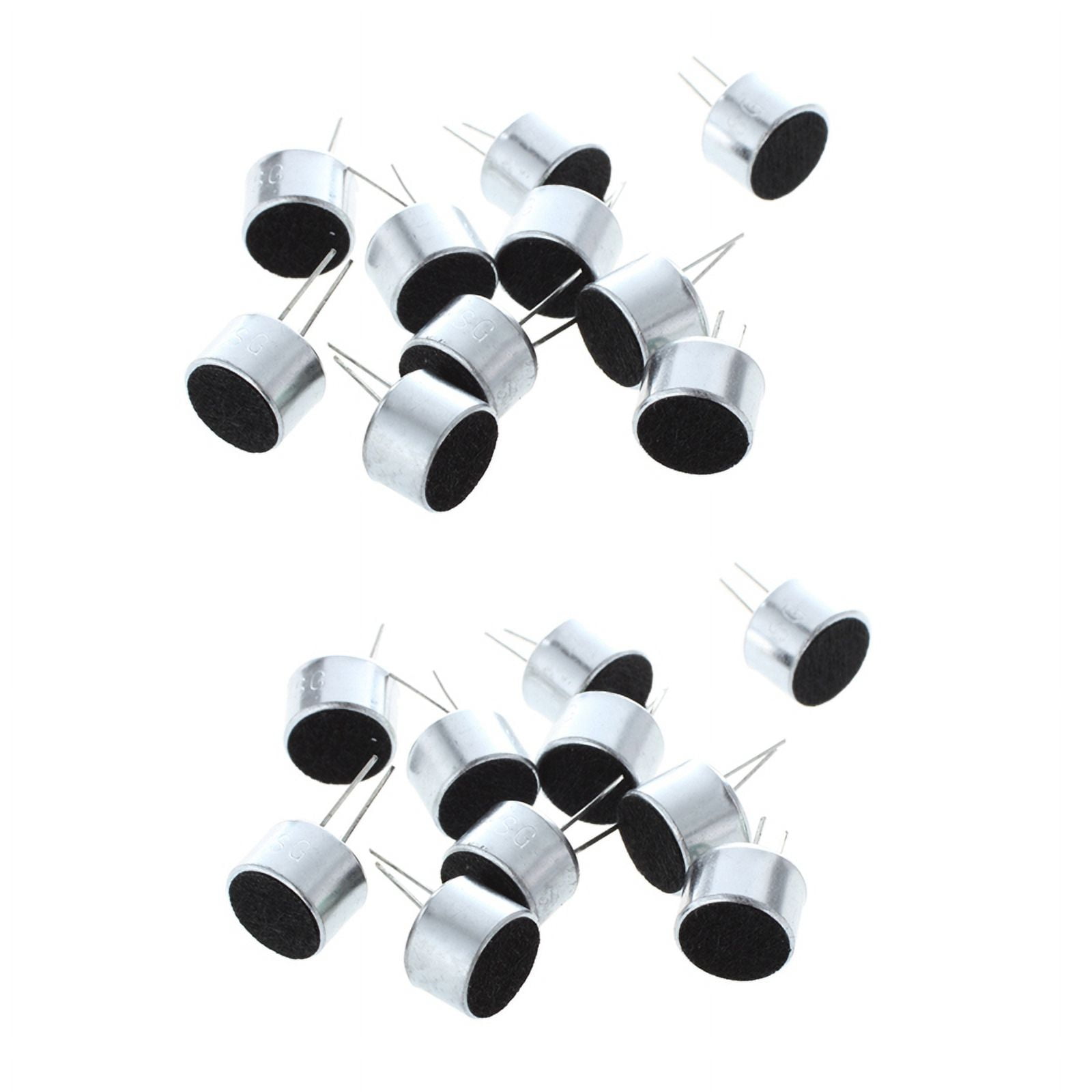 20 Pcs 2 Pin Mini MIC Capsule Electret Condenser Microphone Silver Tone ...