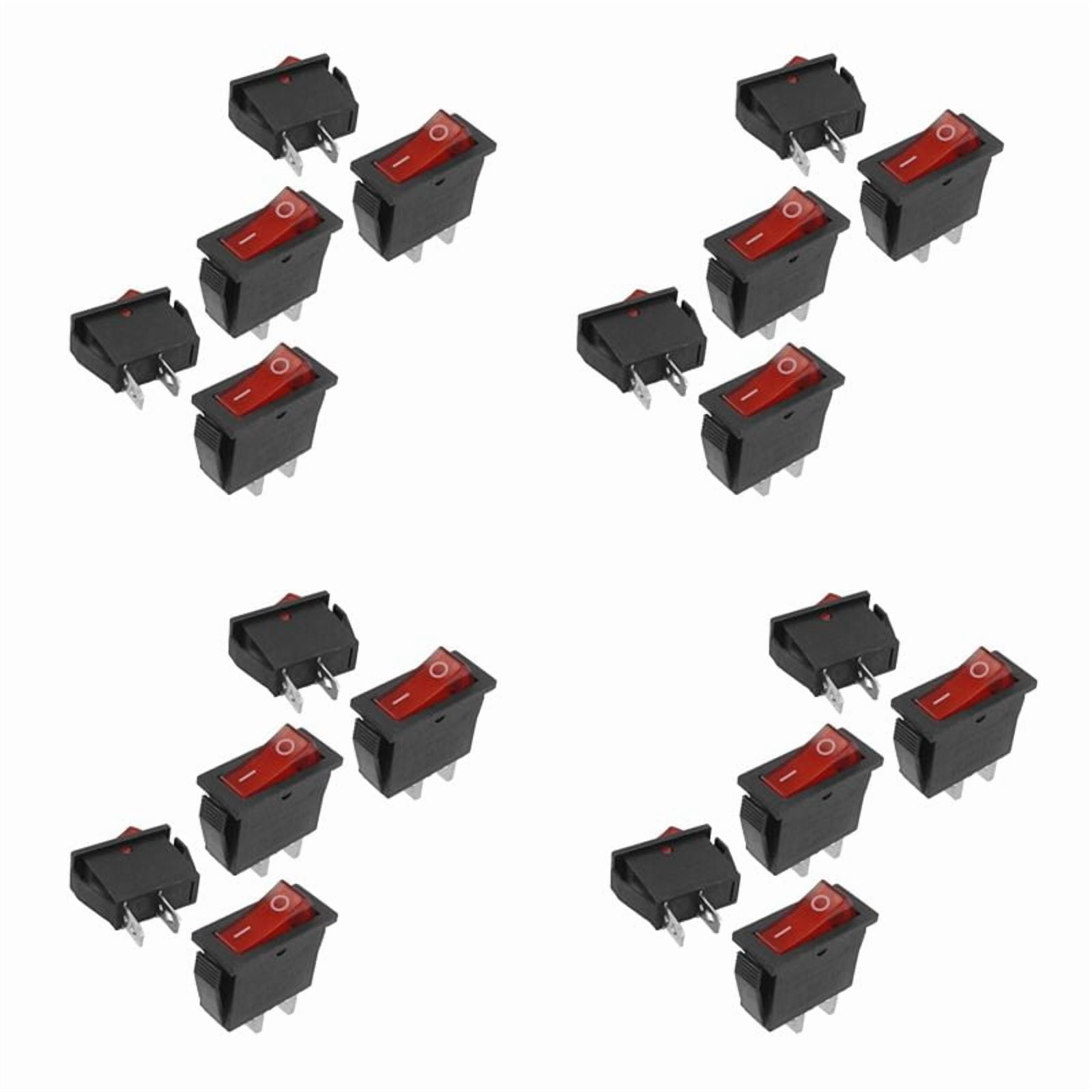 20 Pcs 2 Pin SPST Red Neon Light On/Off Rocker Switch AC 16A/250V 20A ...
