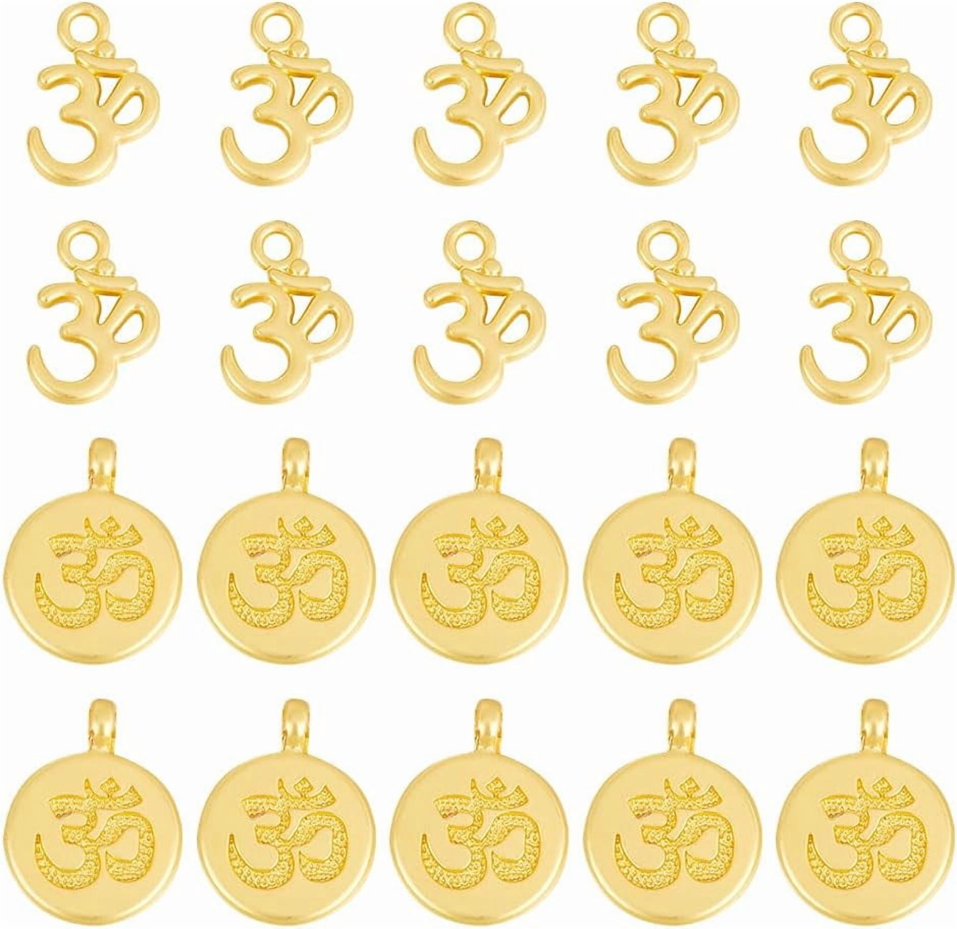 20 Pcs 2 Styles Alloy OM Charms Golden OHM Charm Pendant Charms Symbols ...