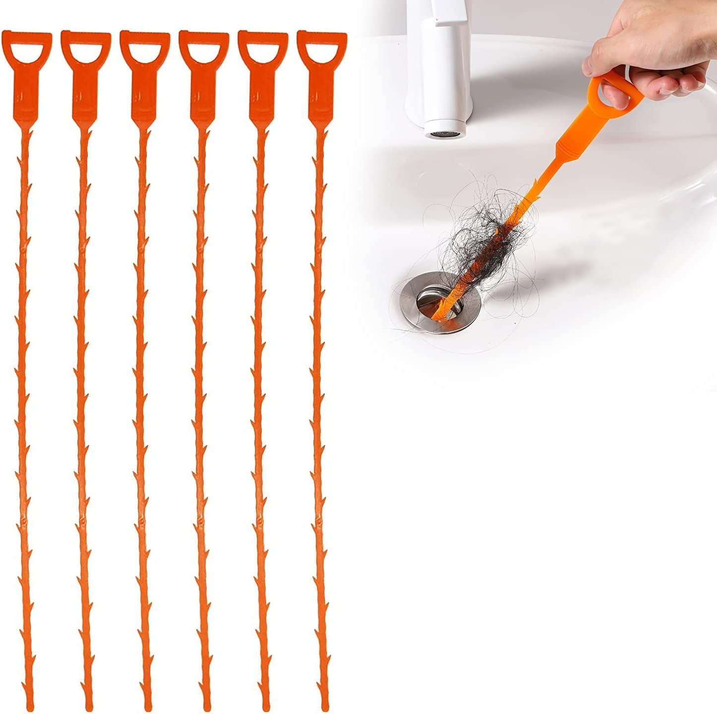 20 Pcs 20 Inch Hair Drain Cleaner Tools, Plumbing Snake for Shower ...