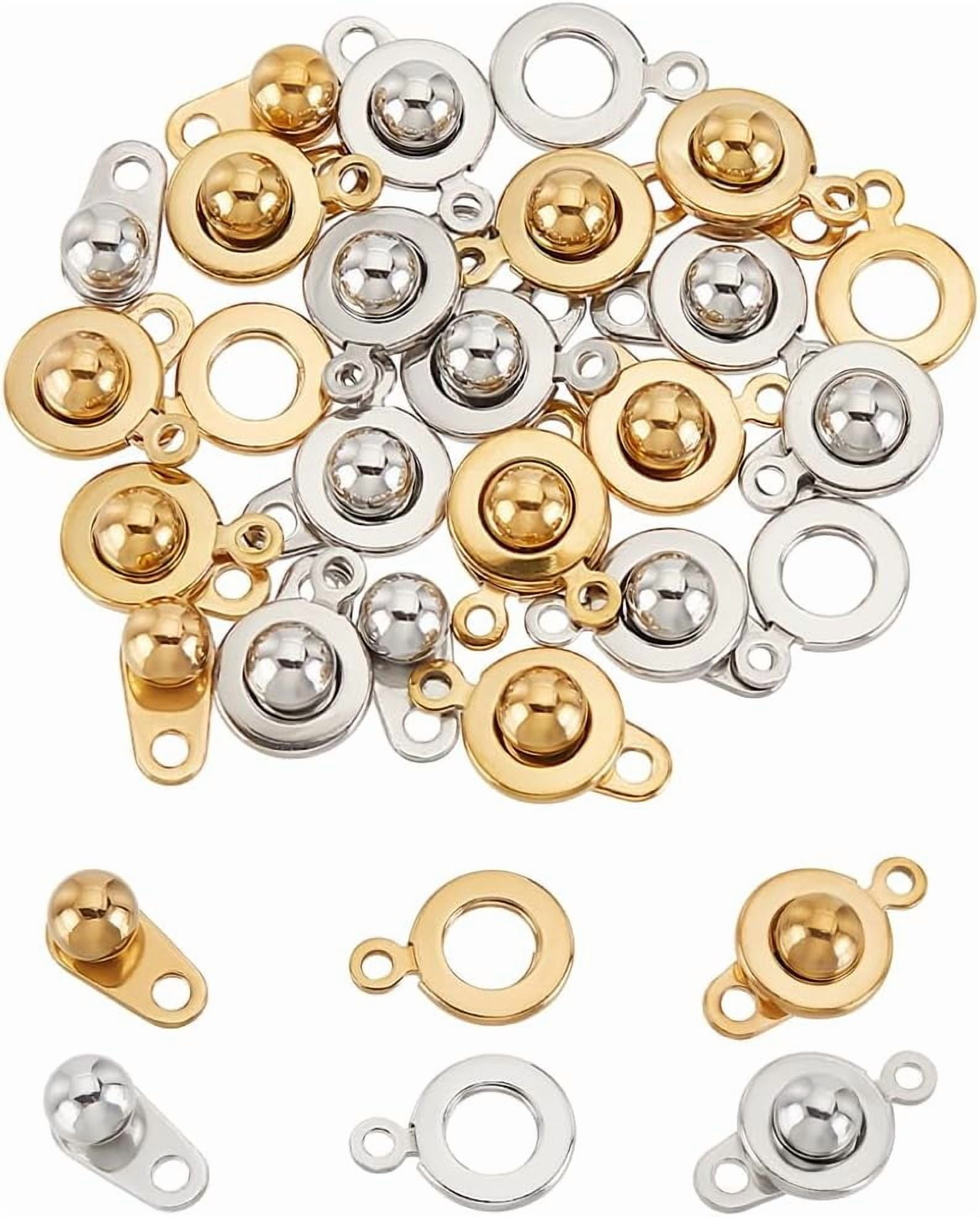 20 Pcs 201 Stainless Steel Snap Clasps Snap Button Clasps Ball and ...