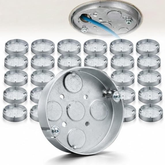 20 Pcs 293 4" Round Shallow Electrical Box with 1/2 Deep 1/2 Bottom ...