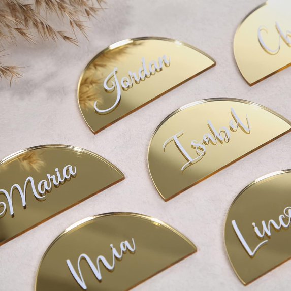 20 Pcs 3.5x2 inches Gold Mirror Half Circle Acrylic Sign DIY Blank ...