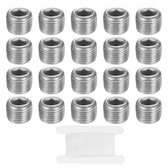 20 Pcs 304 Stainless Steel Pipe Plug 1/8" NPT Male Internal Hex Thread ...