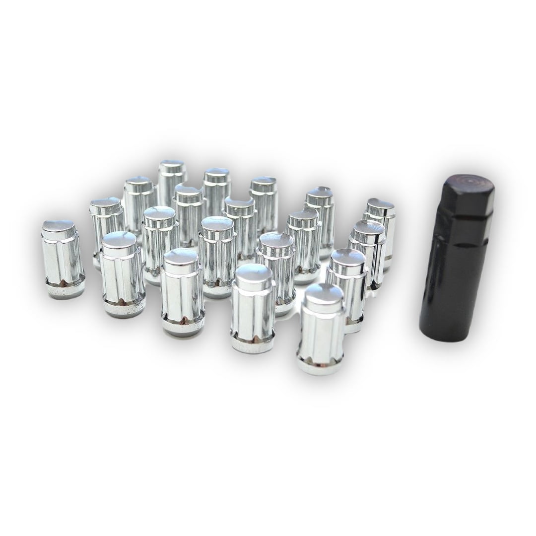 20 Pcs 35mm Tall Spline Tuner Steel Chrome 1/2" Rh Lug Nuts Close End ...