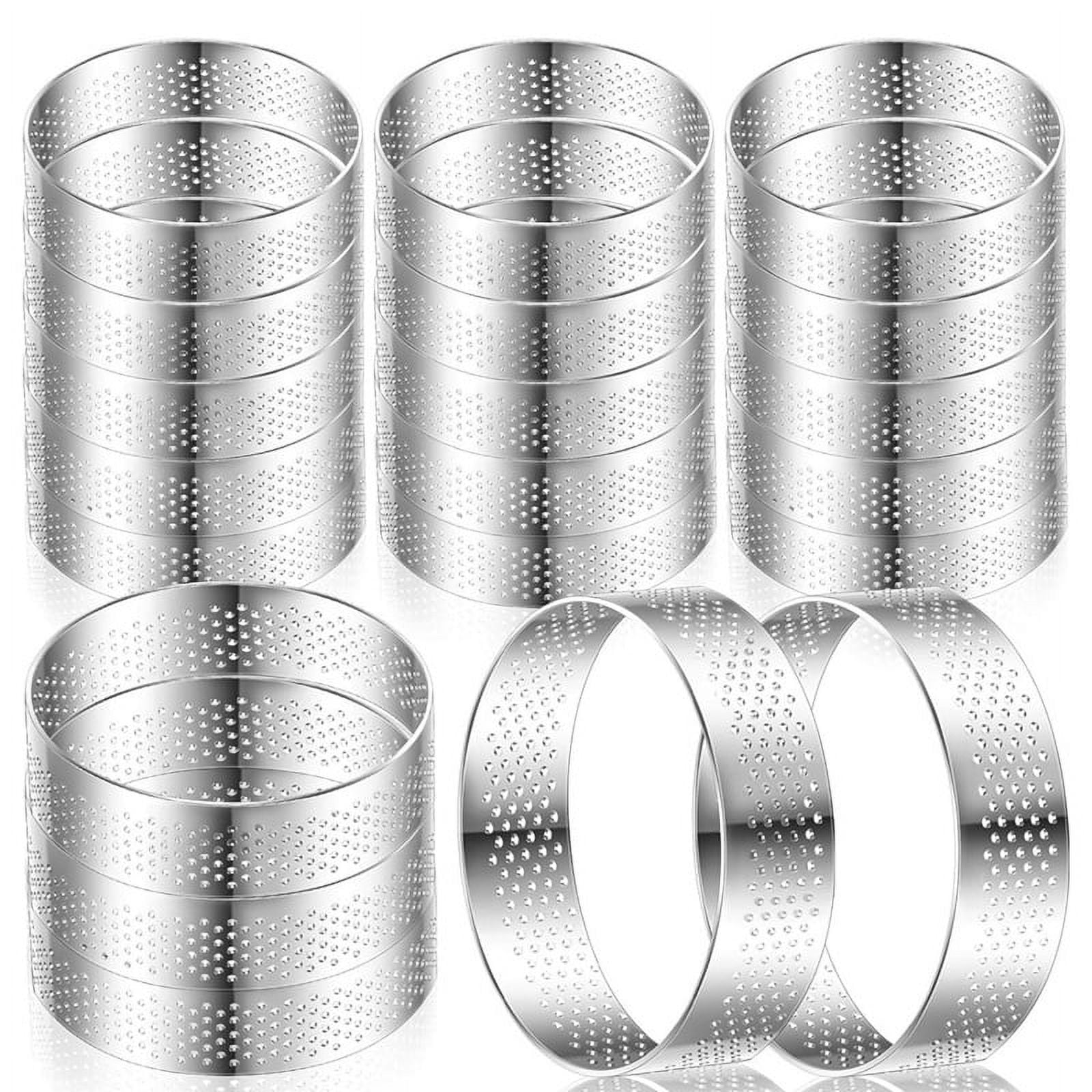 20 Pcs 3Inch Perforated Tart Rings Round Tart Ring Stainless Steel Tart ...