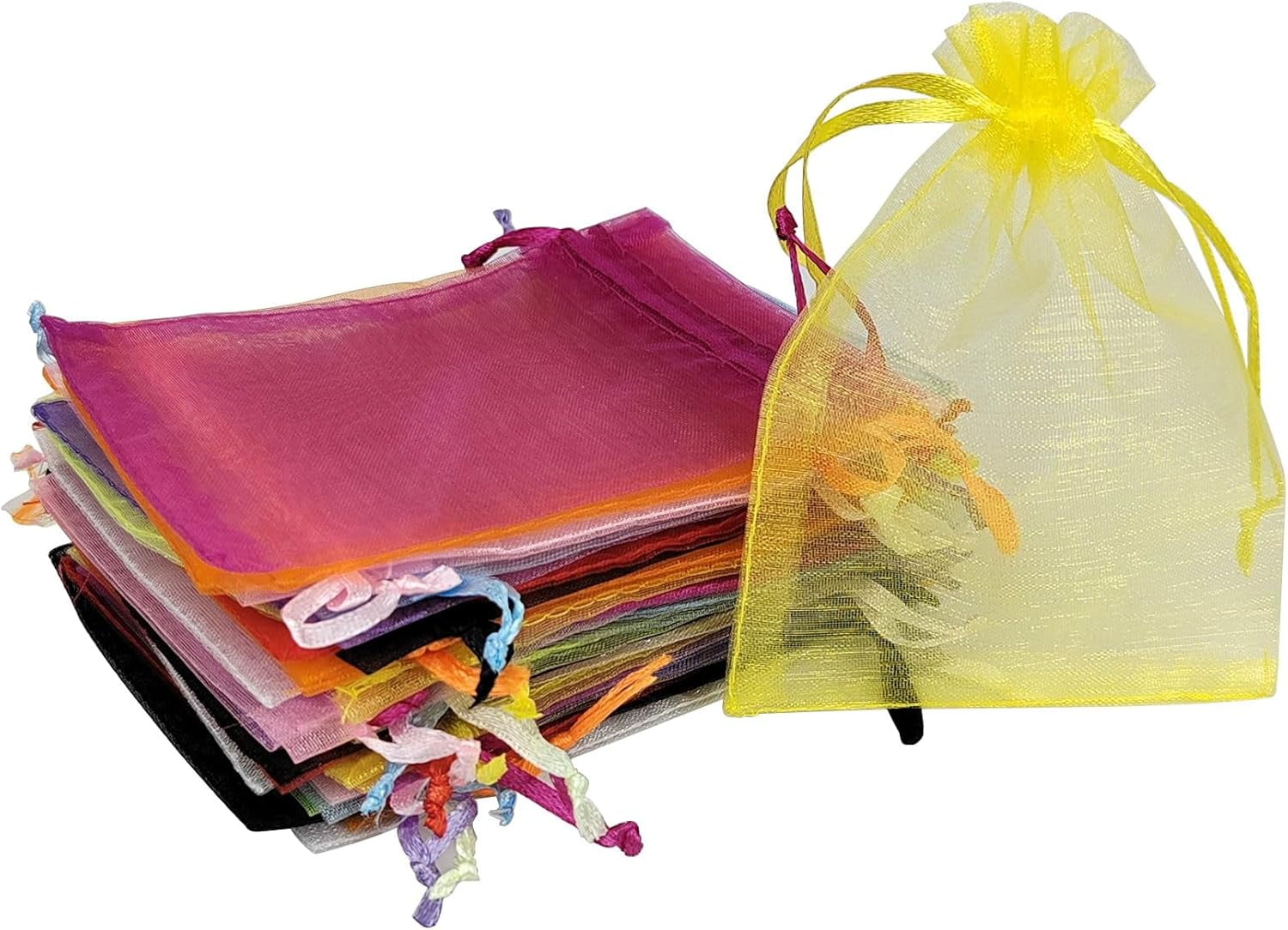 20 Pcs 3x4 Inch Mix Color Organza Bags with Drawstring - Sheer Jewelry ...