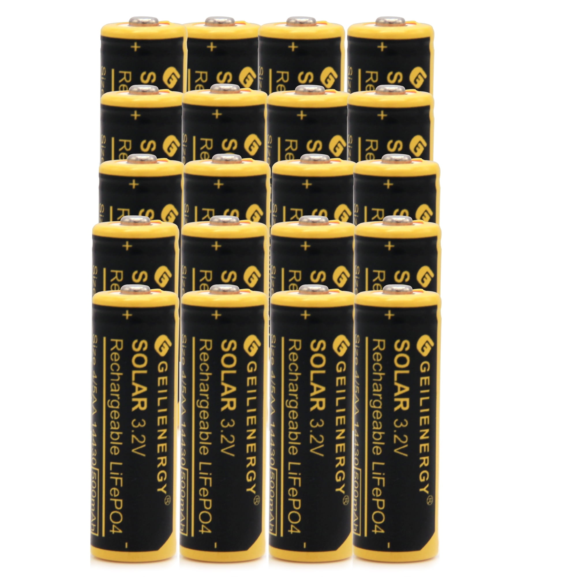 (20 Pcs) 4/5 AA 14430 3.2v 500mAh LiFePO4 Lithium Rechargeable Solar ...