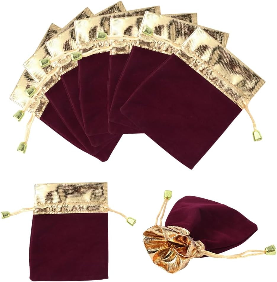 20 Pcs 4.72x3.94 Velvet Cloth Drawstring Bags with Plastic Beads ...