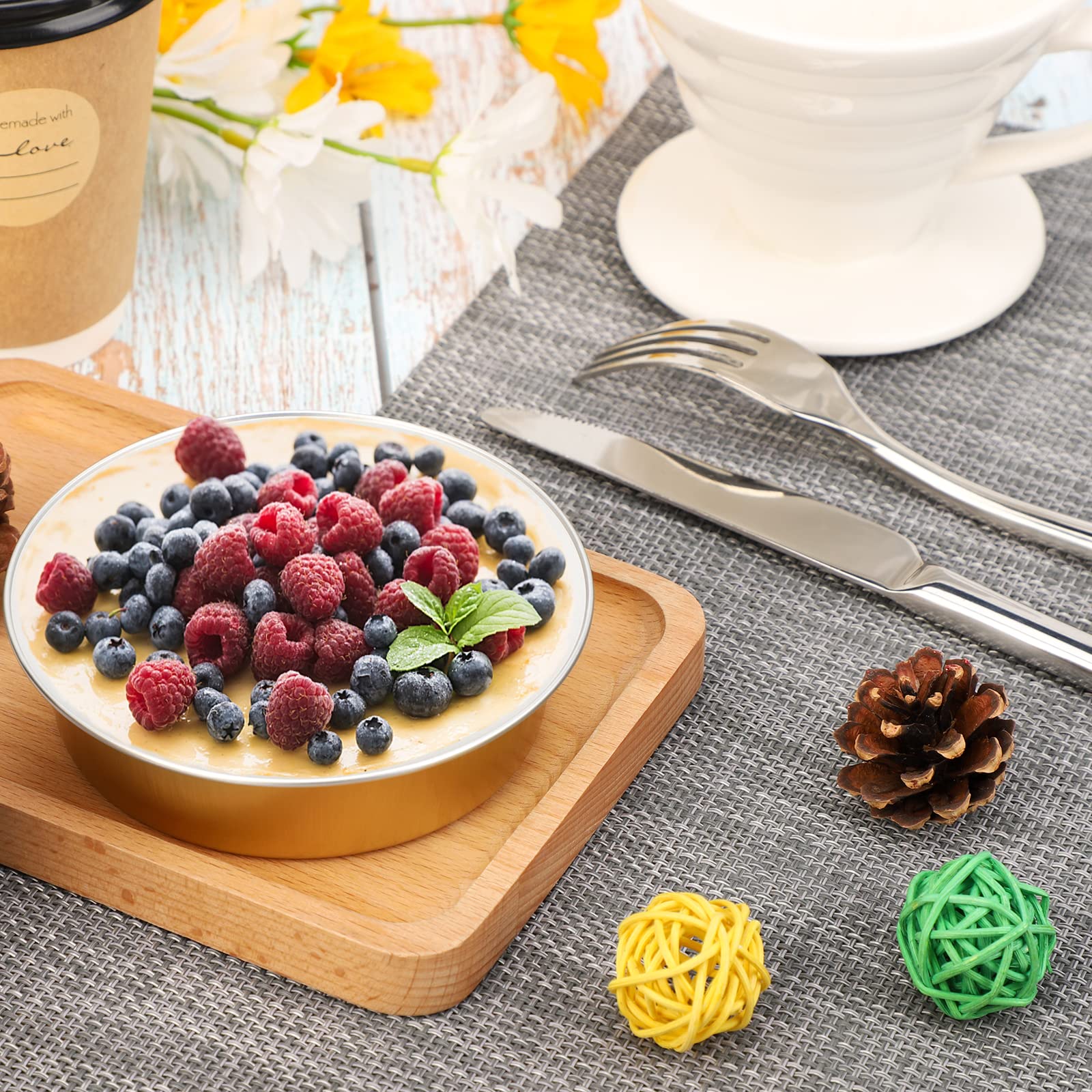 20 Pcs 4 Inch Golden Aluminum Pie Pans with Lids, 8 Oz Round Oven Safe ...
