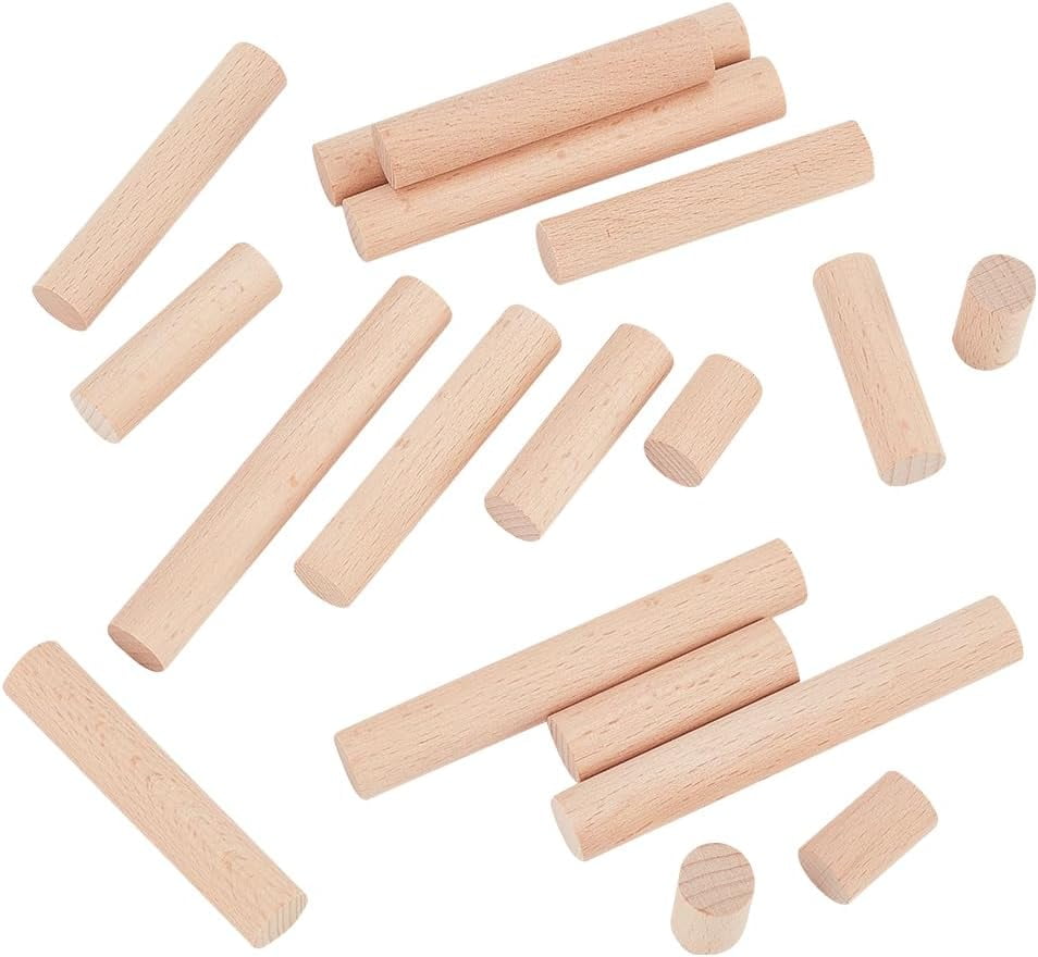 20 Pcs 4 Sizes Wooden Craft Blocks Cylinders, 1.5mm Diameter Unfinished ...