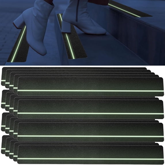 20 Pcs 4" x 30" Anti Slip Stair Treads with Reflective Stripe, Outdoor ...