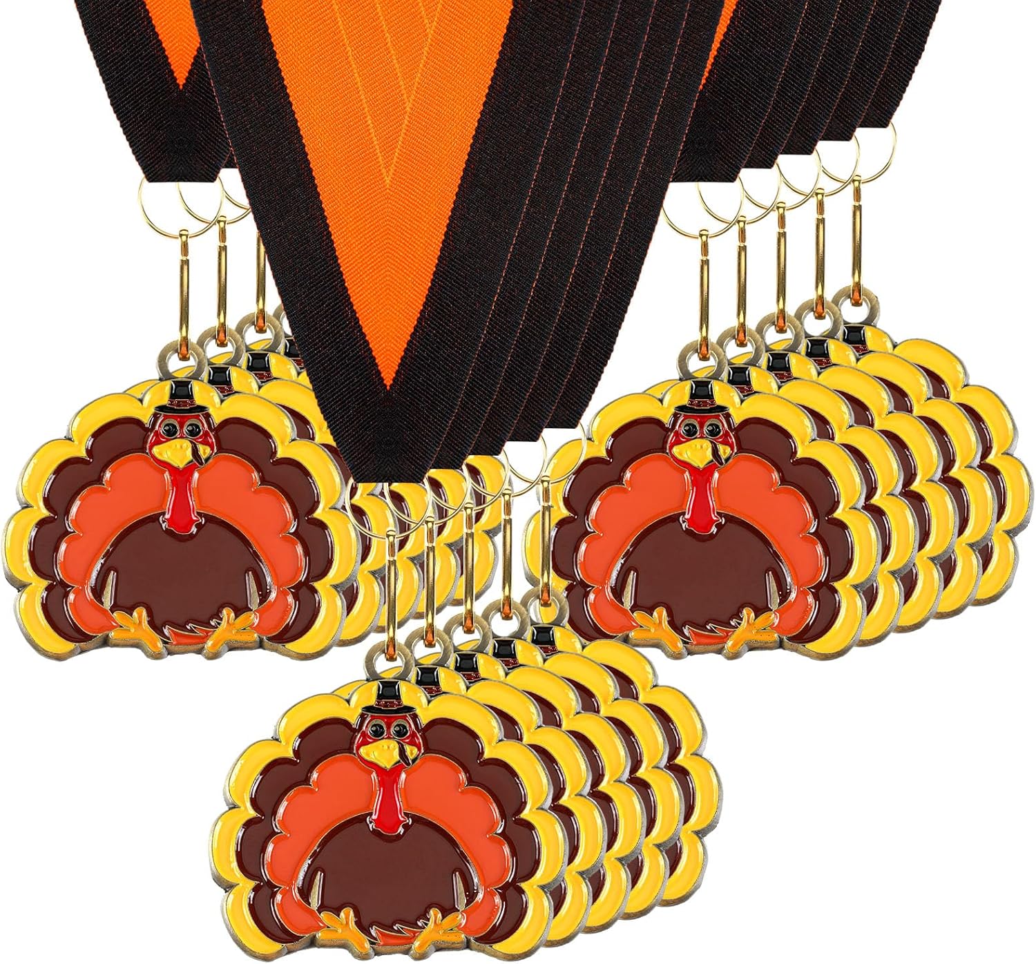 20 Pcs/40 Pcs Thanksgiving Turkey Gold Medals 2'' Metal Colorful Turkey ...