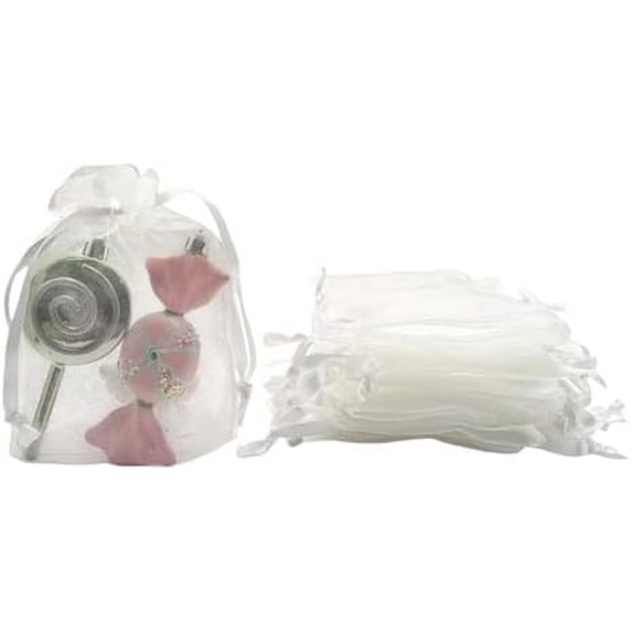 20 Pcs 4x6 White Sheer Organza Gift Bags with Drawstring, Goodie Bags ...