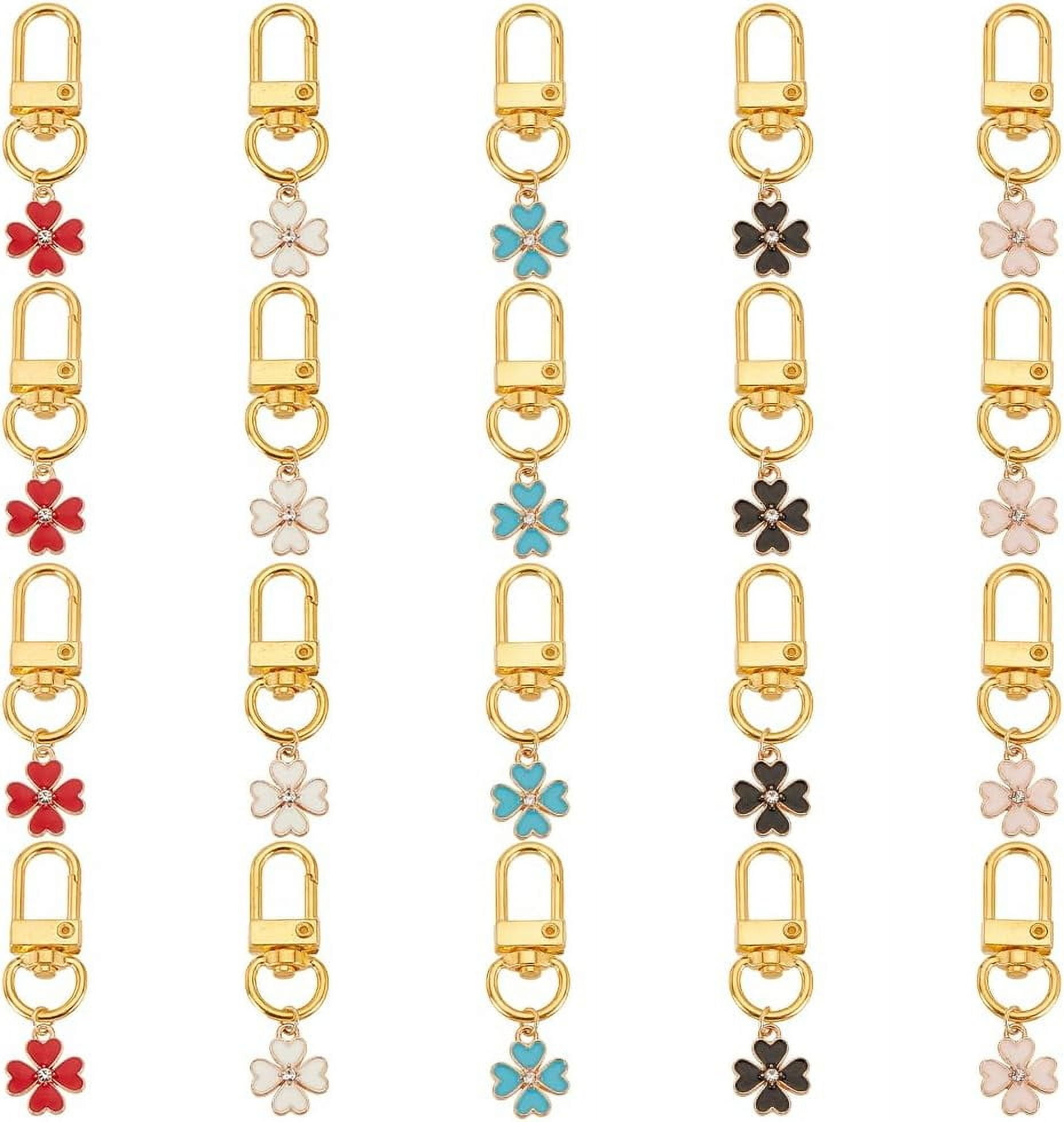 20 Pcs 5 Colors Enamel Four Leaf Clover Keychains Alloy Clover Charms ...
