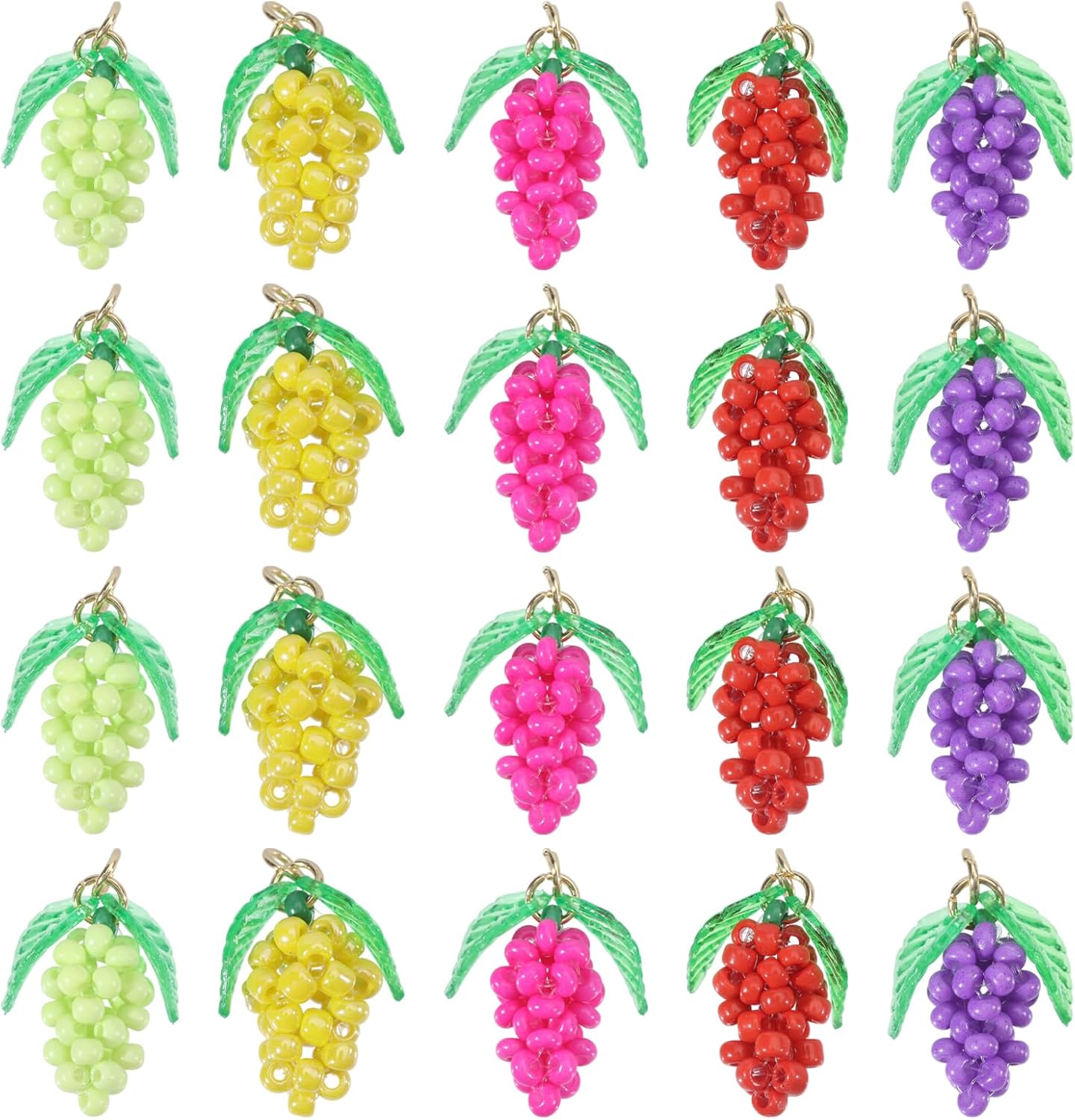 20 Pcs 5 Style Grape Bead Charms Grape Glass Seed Bead Charms Grape ...