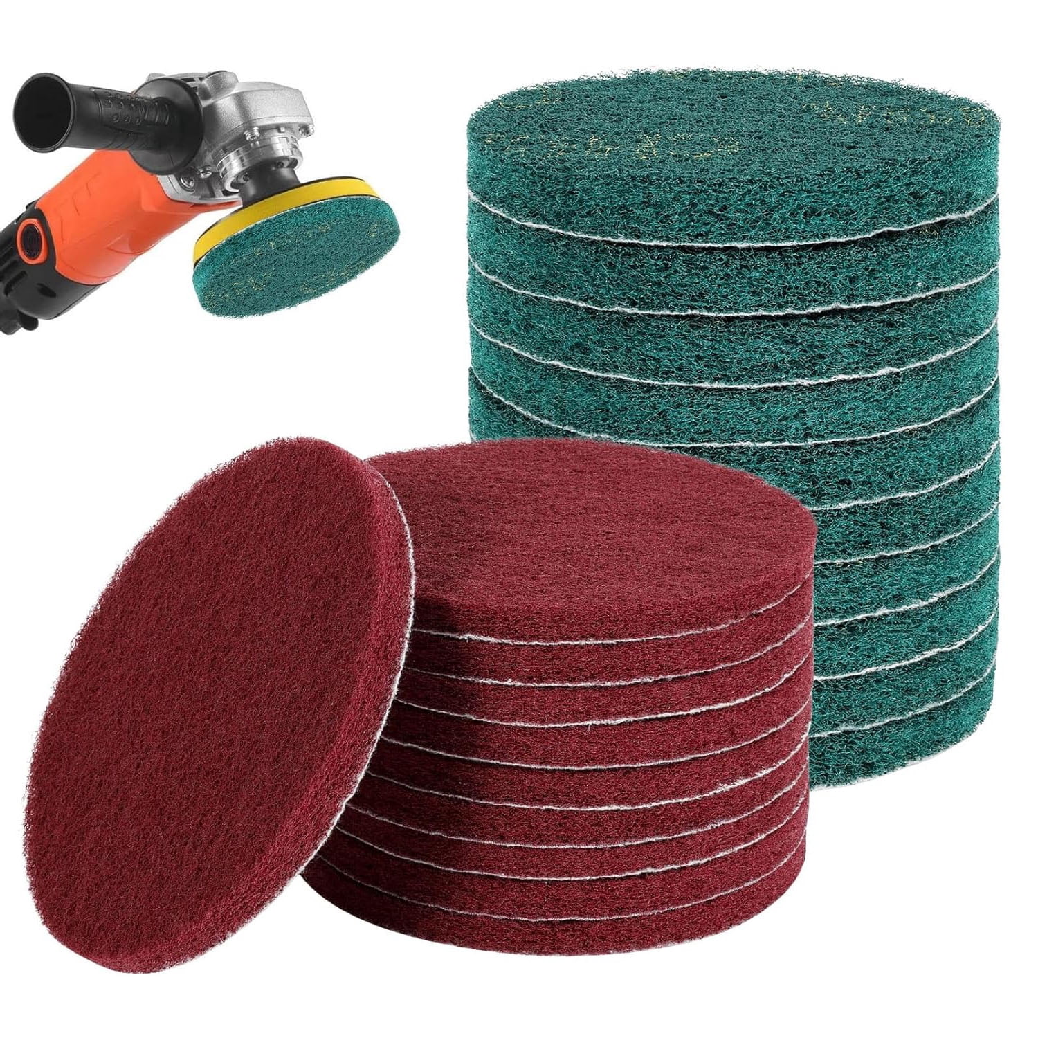 20 Pcs 6 Inch Scouring Pads for Drill Power Scrubber, Hook and Loop ...