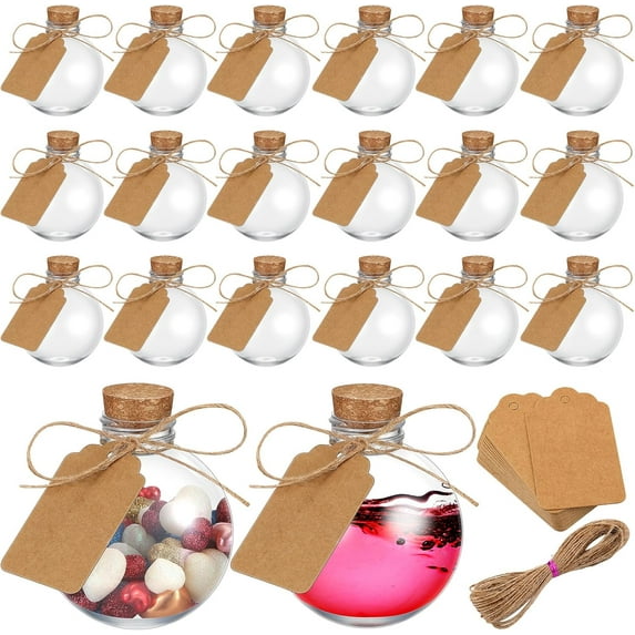 20 Pcs 8.5 oz Plastic Potion Bottles with Corks Spherical Round Bottles ...