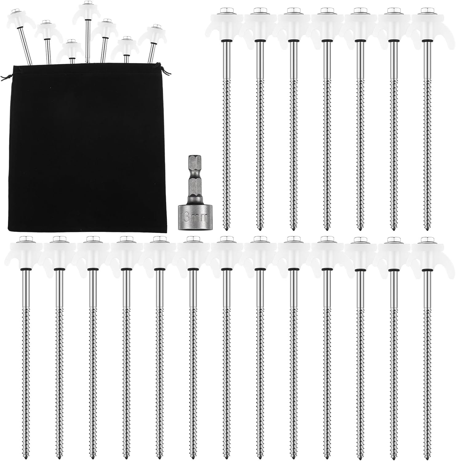 20 Pcs 8" Screw in Tent Stakes Heavy Duty Tent Stakes Drillable Ground ...