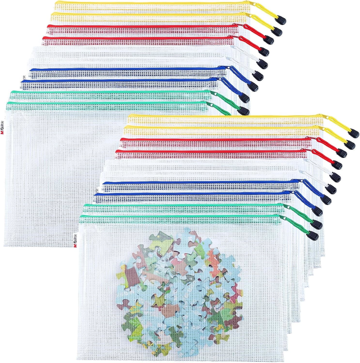 20 Pcs A4 Zipper File Bags, Waterproof Plastic Mesh Pouch for Office ...