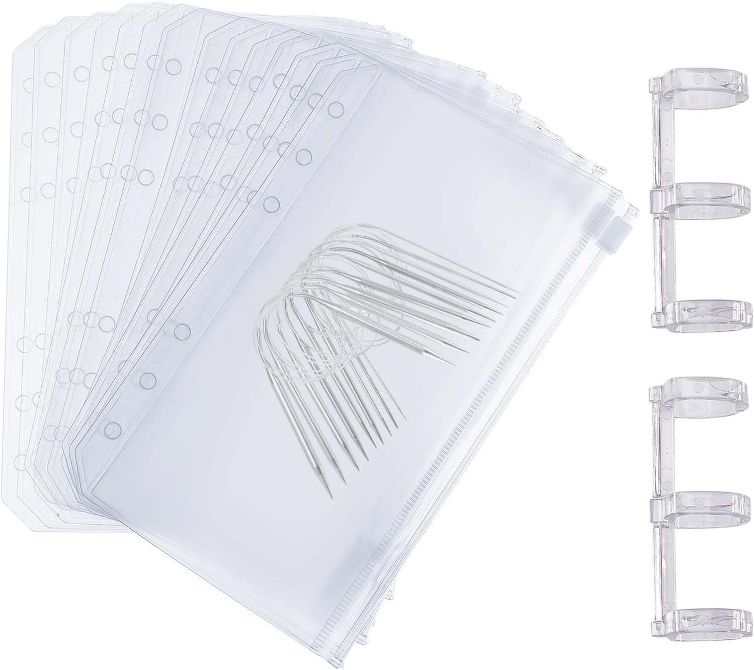 20 Pcs A6 Binder Pockets with Zipper 6 Ring Binder Pouch Clear PVC ...