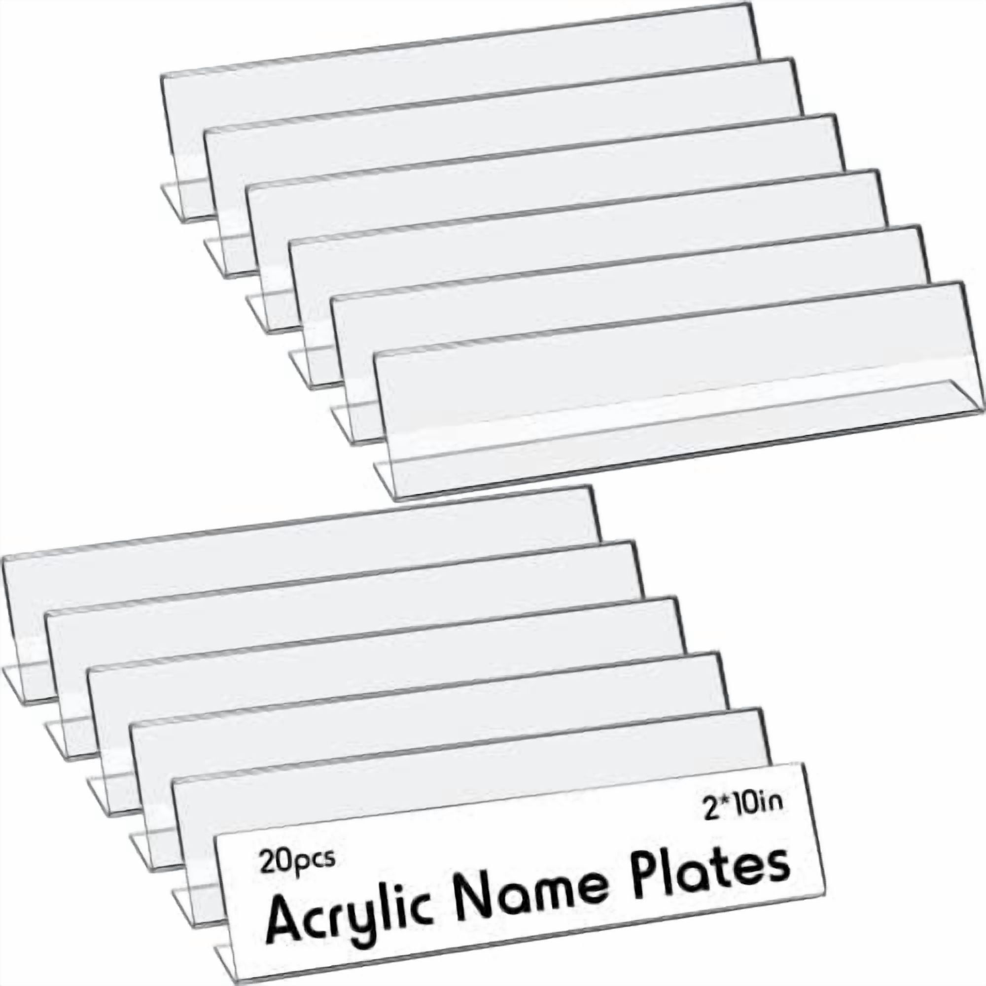 20 Pcs Acrylic Name Plates for Desks 2 x 10 Inch Clear Plastic Name ...