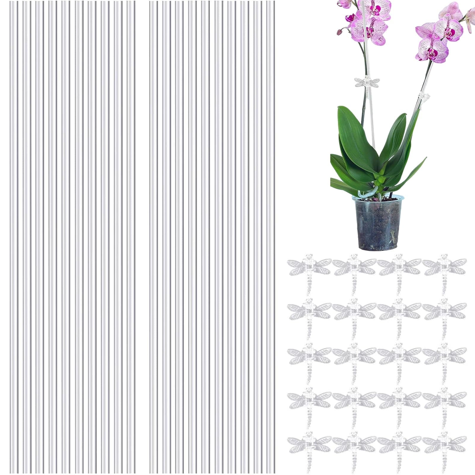 20 Pcs Acrylic Plant Stakes 18 inch Garden Stakes Clear Orchid Stakes ...