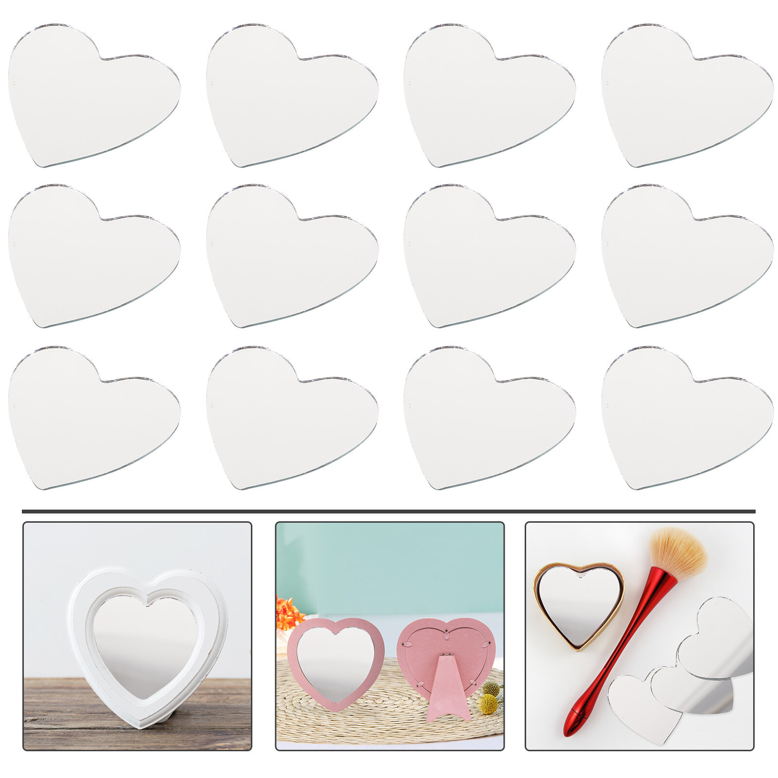 20 Pcs Alloy Mirror Women Make Up Use Mirror Mini Heart Shape ...