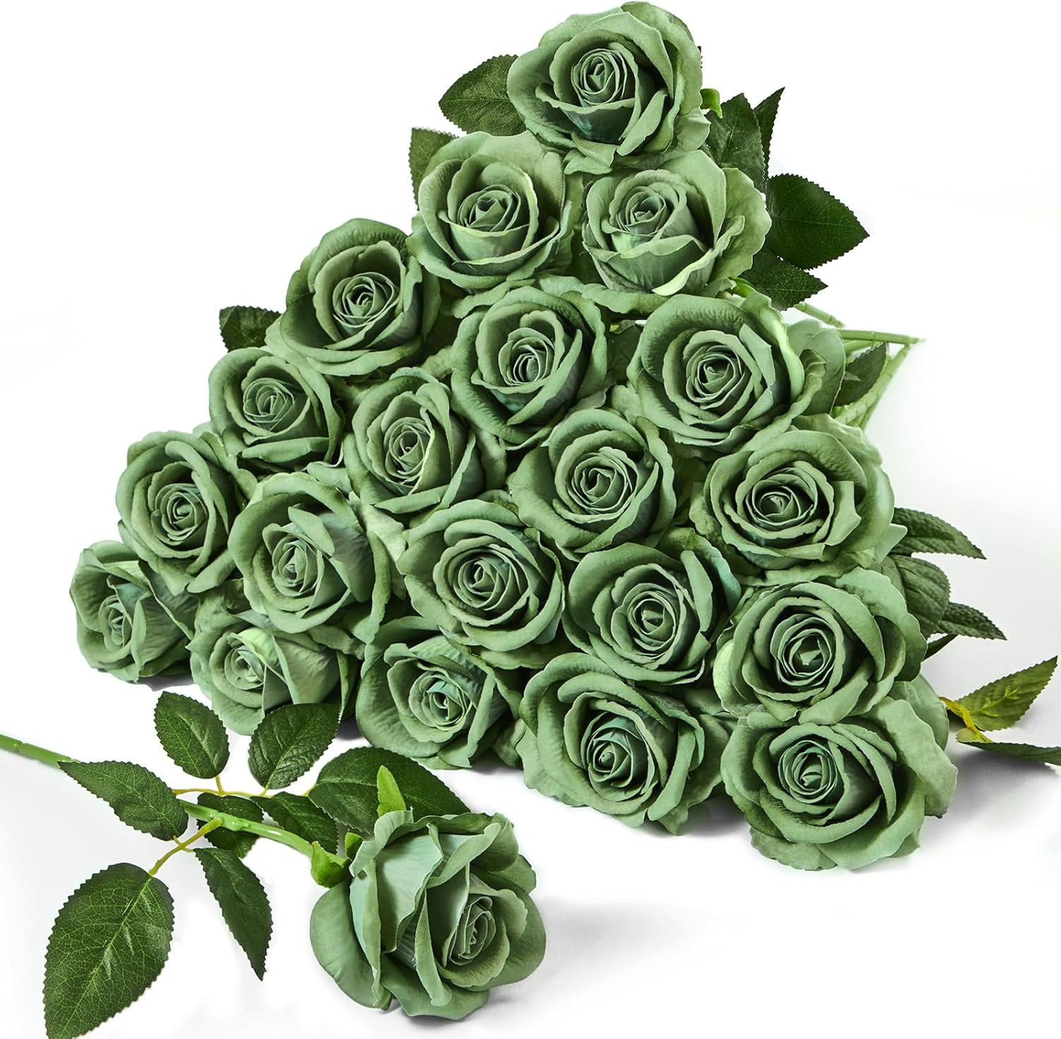 20 Pcs Artificial Black Roses, 4'' Big Flower Head, Velvet Real Touch ...