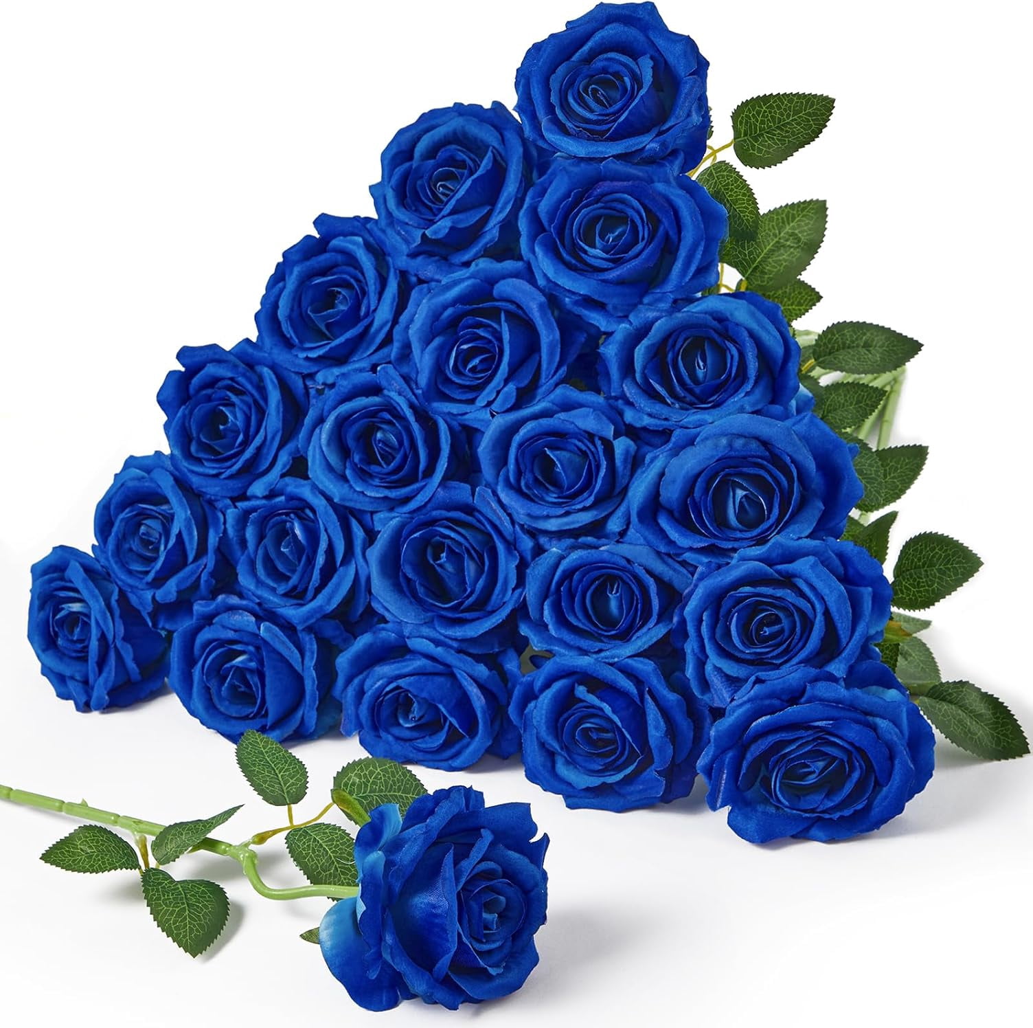 20 Pcs Artificial Black Roses, 4'' Big Flower Head, Velvet Real Touch ...