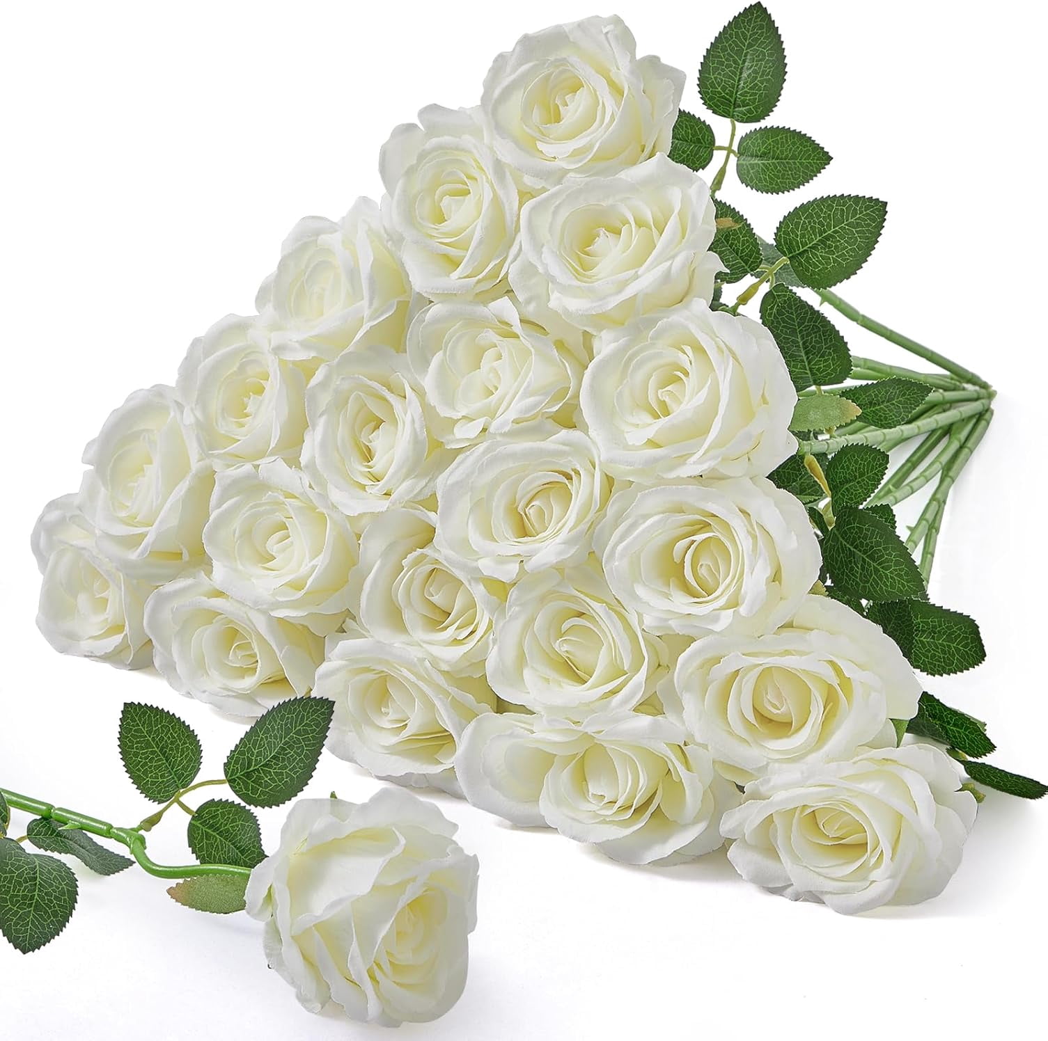 20 Pcs Artificial Black Roses, 4'' Big Flower Head, Velvet Real Touch ...