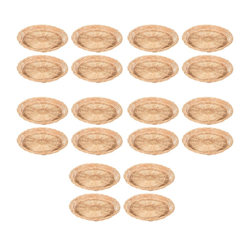 20 Pcs Bamboo Paper Plate Holder - 10 Inch Round Woven Plate Holder ...