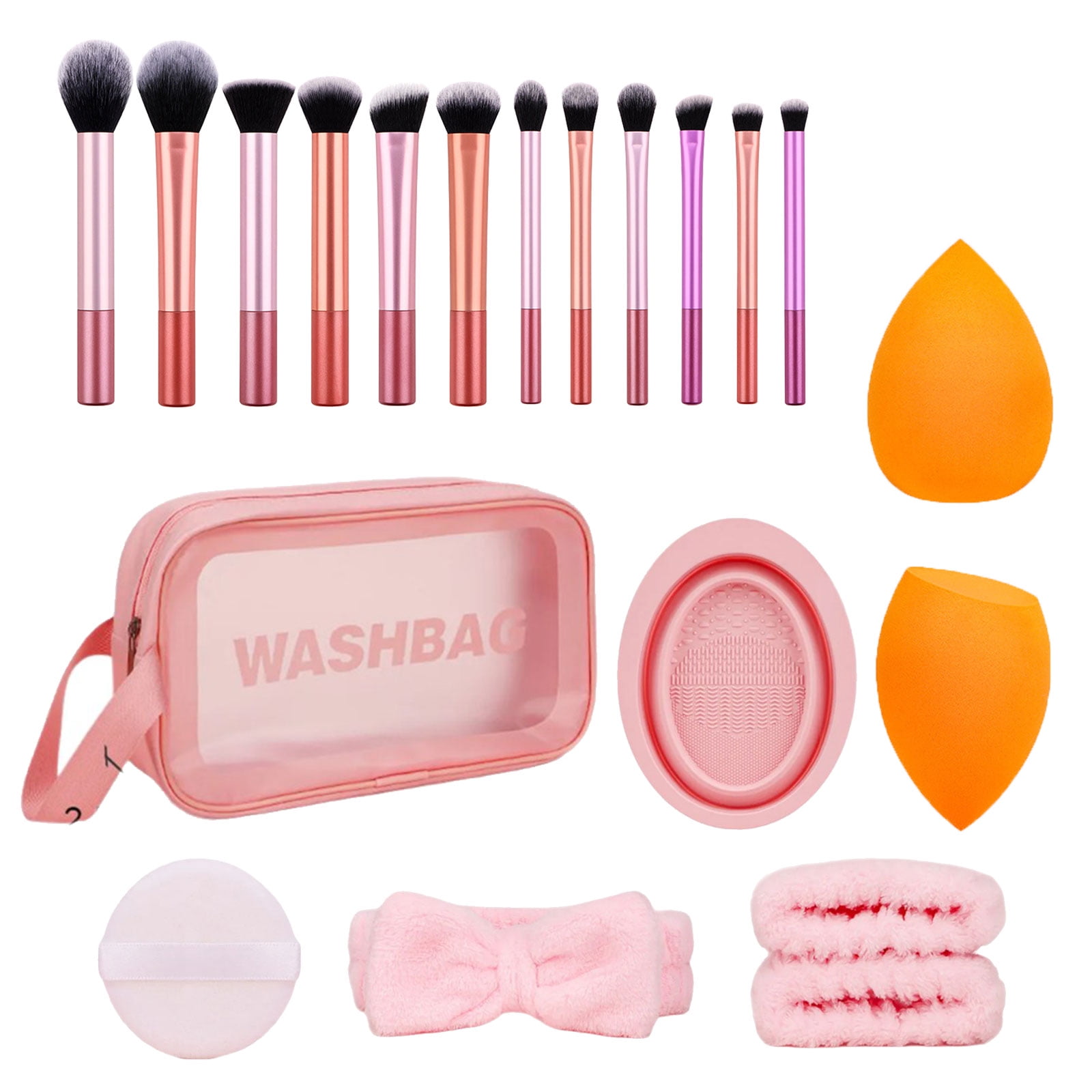 20 Pcs Basic Essential Brush Set with Powder Puff Makeup Brush Set ...
