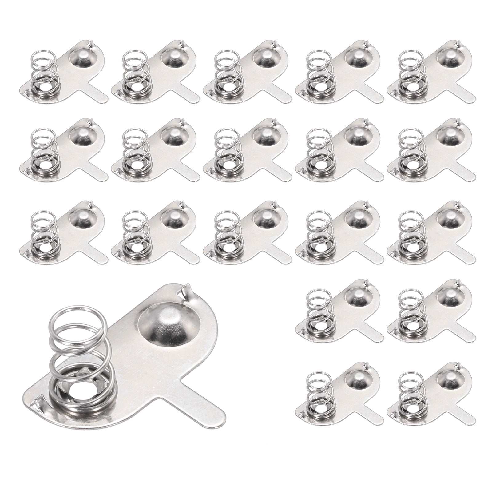 20 Pcs Battery Metal Spring Contact Plate 20mm x 9.5mm Round Positive ...
