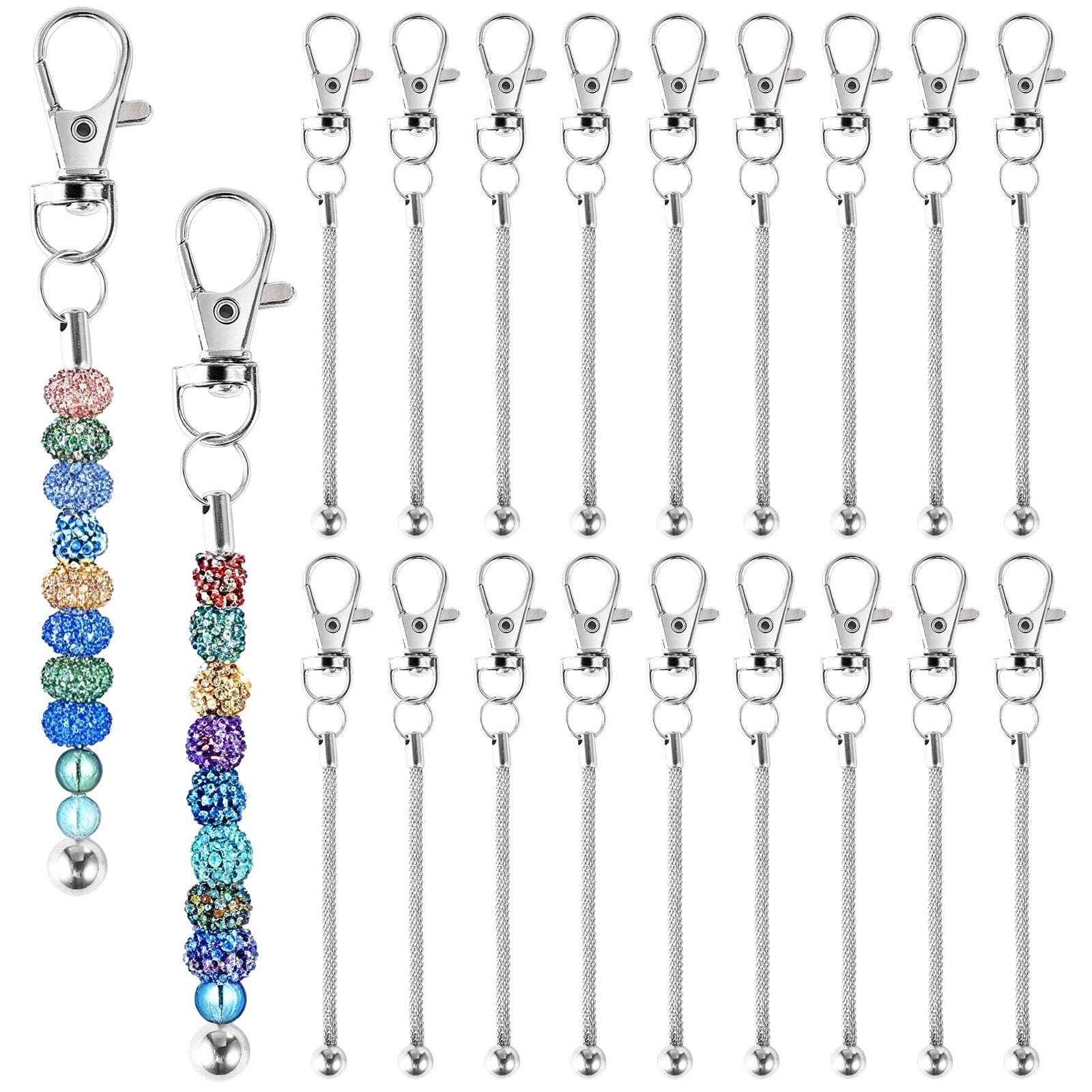20 Pcs Beadable Keychain Bars, Blank Metal Beaded Keychains, DIY ...