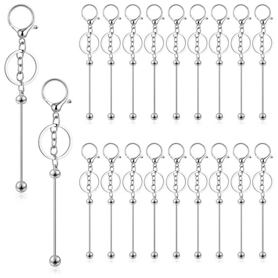 20 Pcs Beadable Keychains Bars, Metal Beaded Keychain Bar, Blank DIY ...