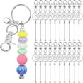 Beadable Keychain Kit, DIY Making Supplies with Metal Blanks, 20 Pcs ...
