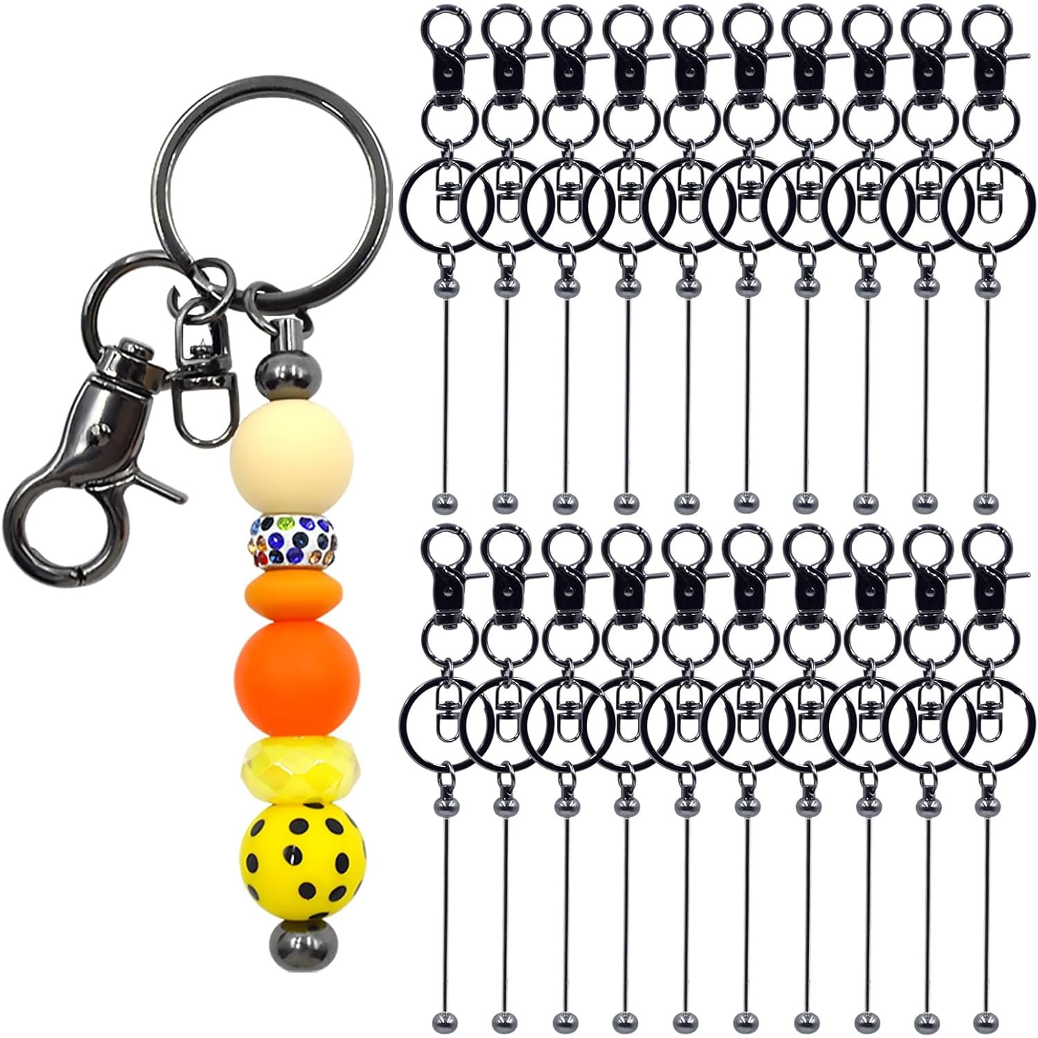 20 Pcs Beadable Keychains Bulk Kit – DIY Keychain Making Supplies with ...