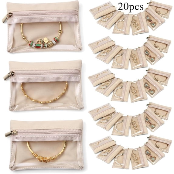 20 Pcs Beige Polyester Jewelry Storage Bags,Ideal for Necklaces Rings ...