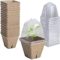 20 Pcs Biodegradable Nursery Pots with Humidity Dome- 2.3 Inch Square ...