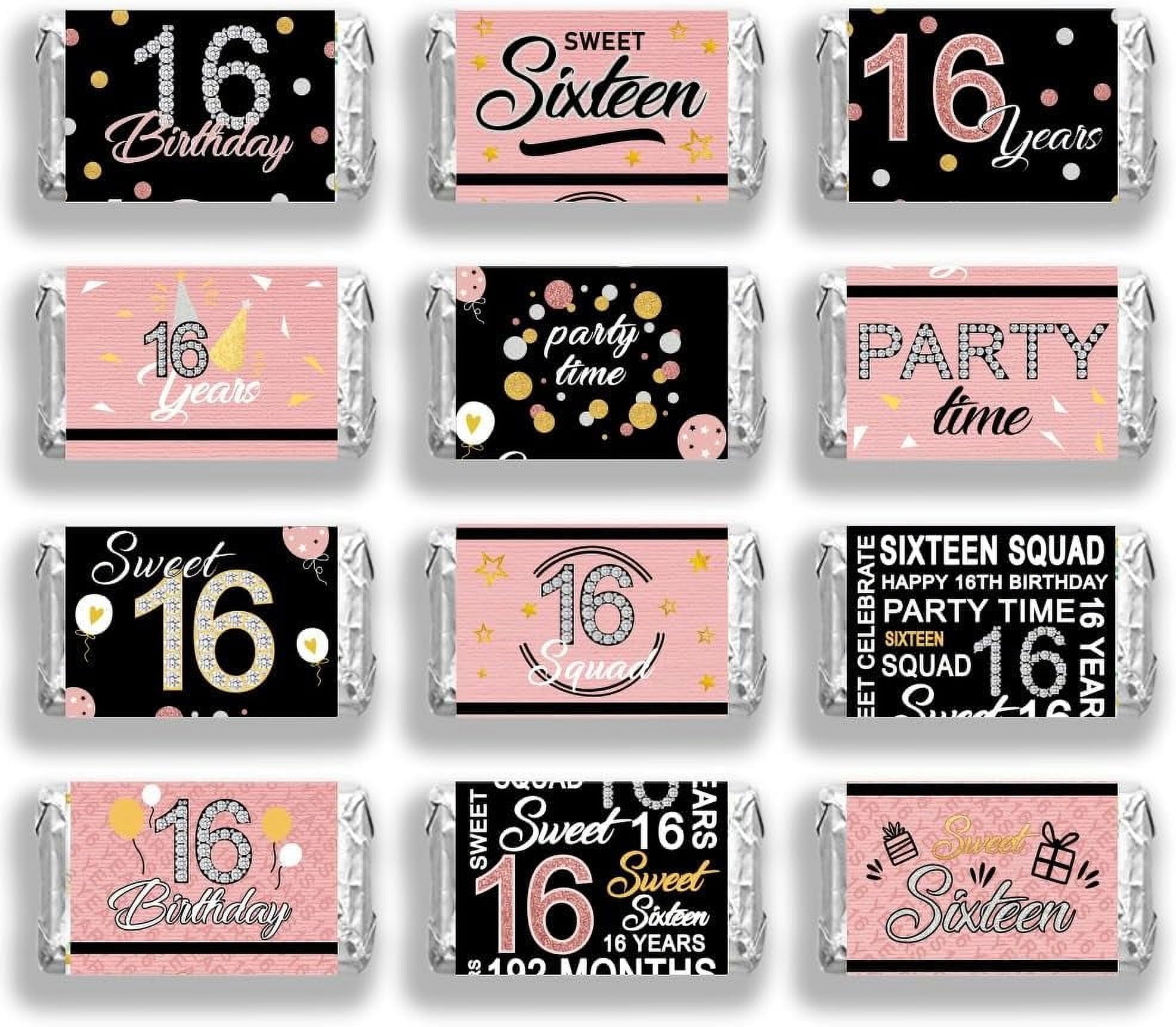 20 Pcs Birthday Candy Wrappers, 16th Birthday Miniature Wrappers ...