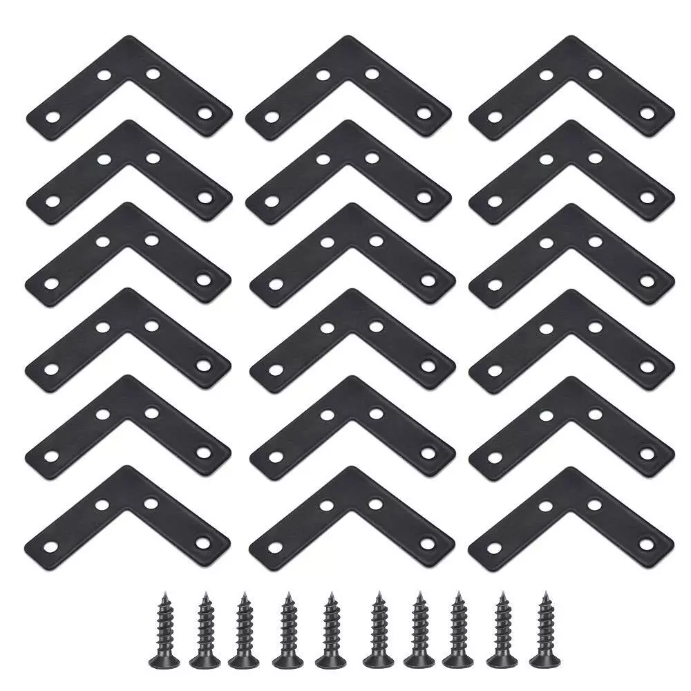 20 Pcs Black L-Shape Corner Brace Bracket,90 Degree Angle L Shaped ...