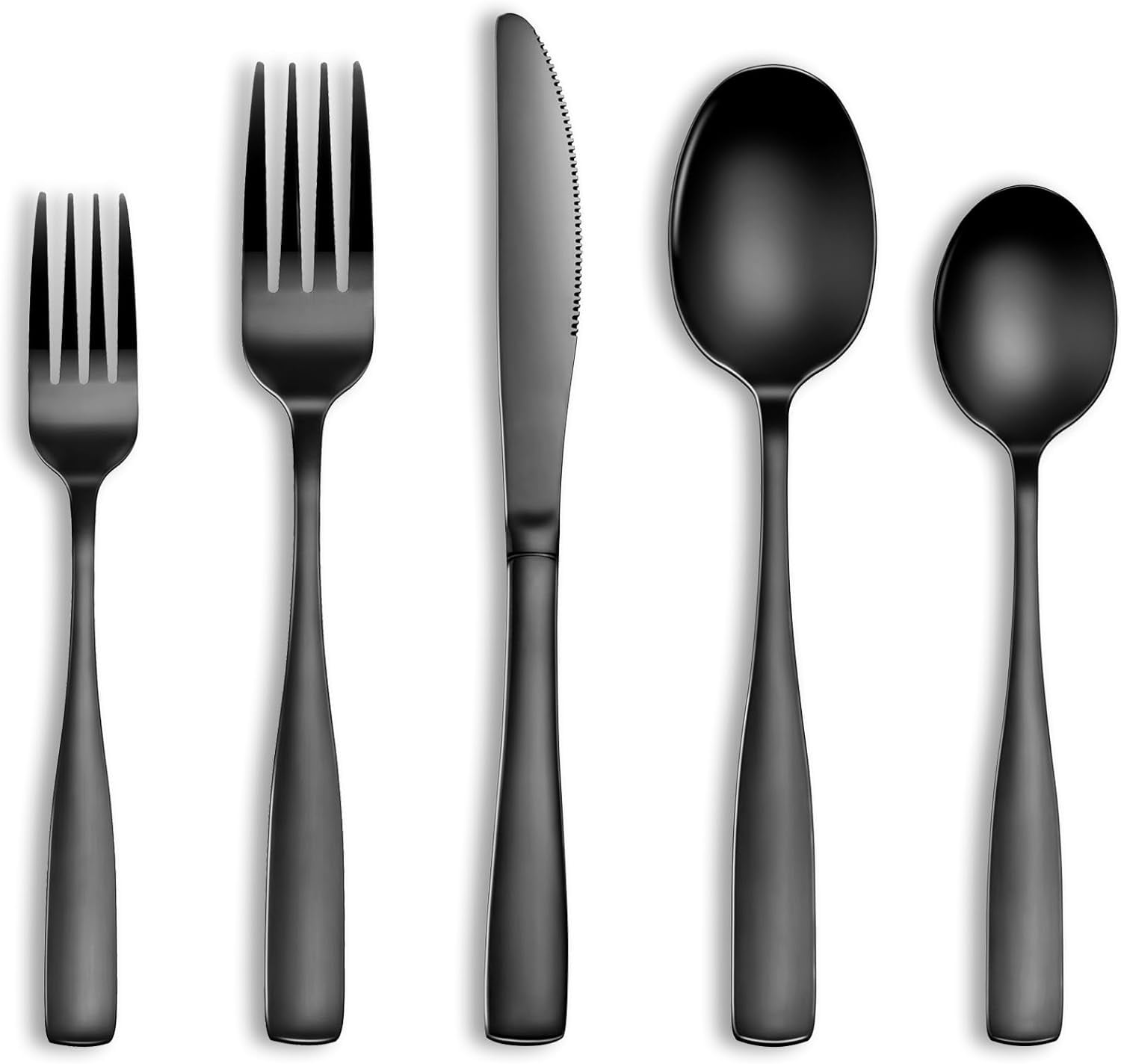 20 Pcs Black Silverware Set, Food-Grade Stainless Steel Flatware Set ...