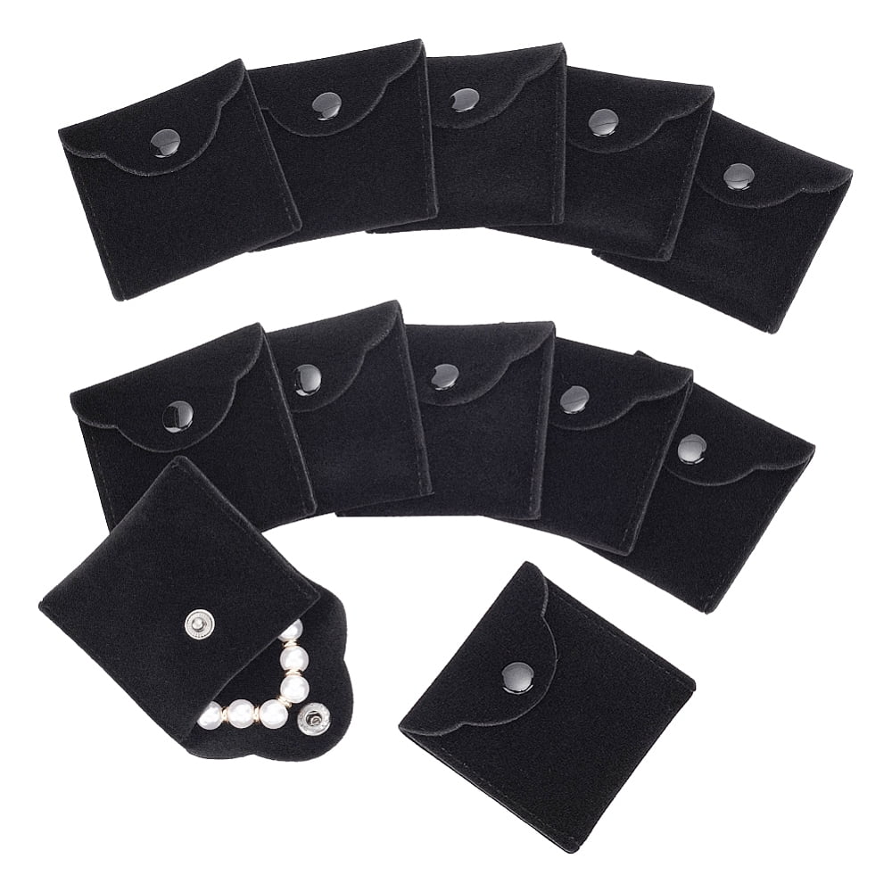 20 Pcs Black Square Velvet Jewelry Pouches Jewelry Gift Bags with Snap ...