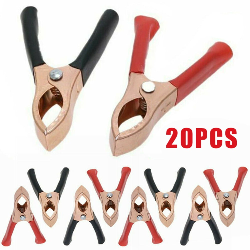 20 Pcs Black and Red 30A Car Battery Clip Cables for Alligator Clips ...