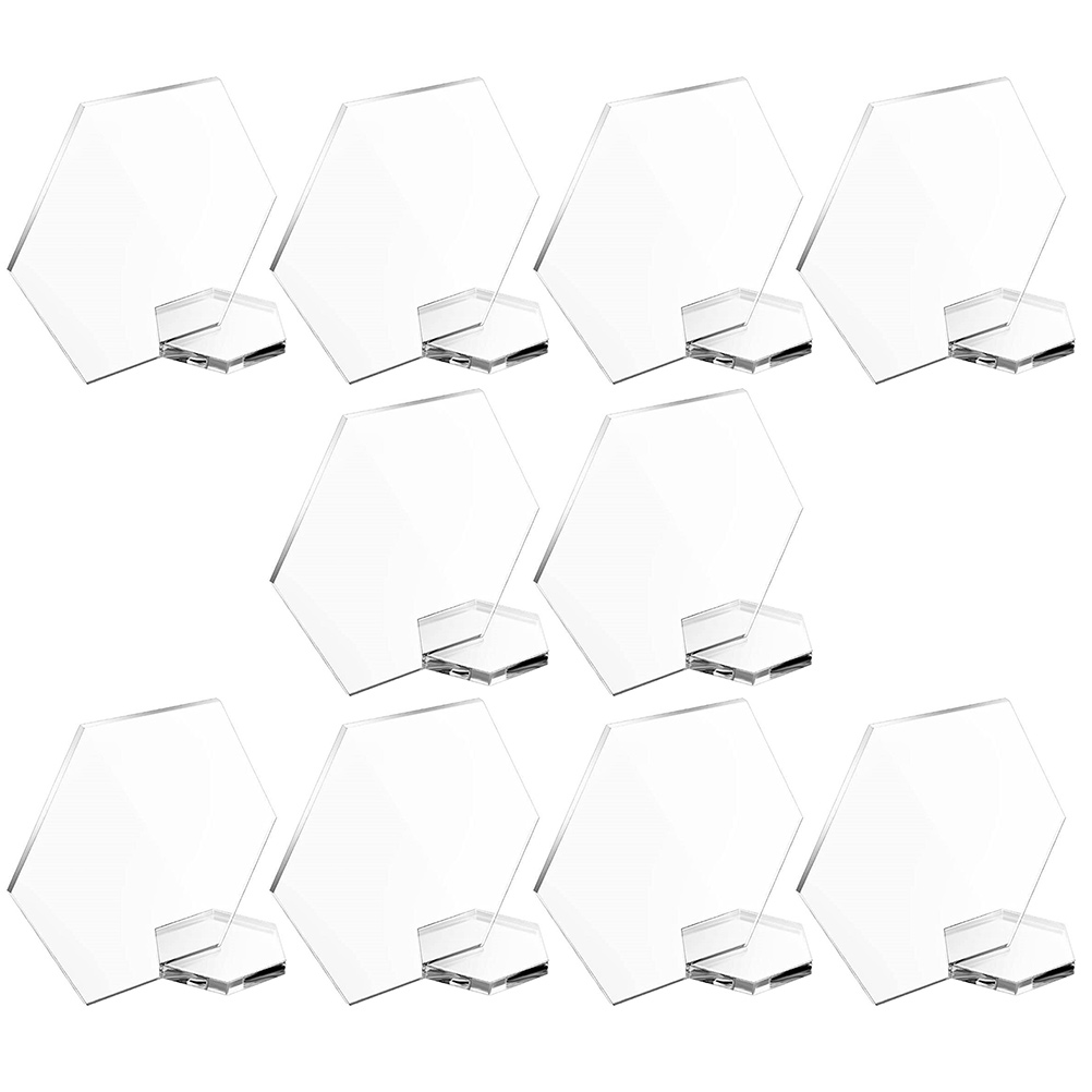 20 Pcs Blank Acrylic Signs with Bases Hexagon Table Number Signs for ...