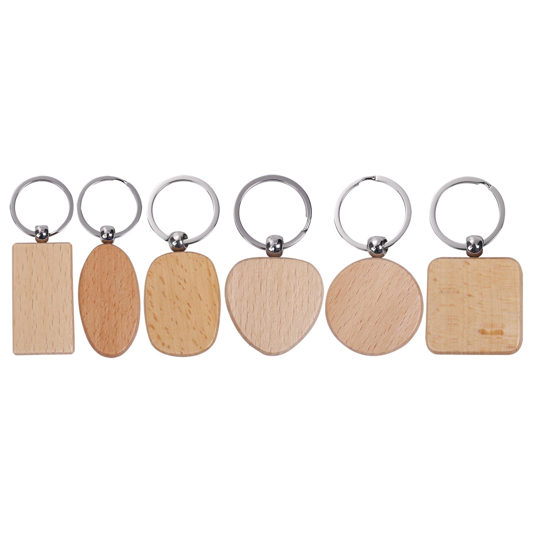 20 Pcs Blank Wood Wooden Keychain Diy Custom Key Chains Tags Anti Lost ...